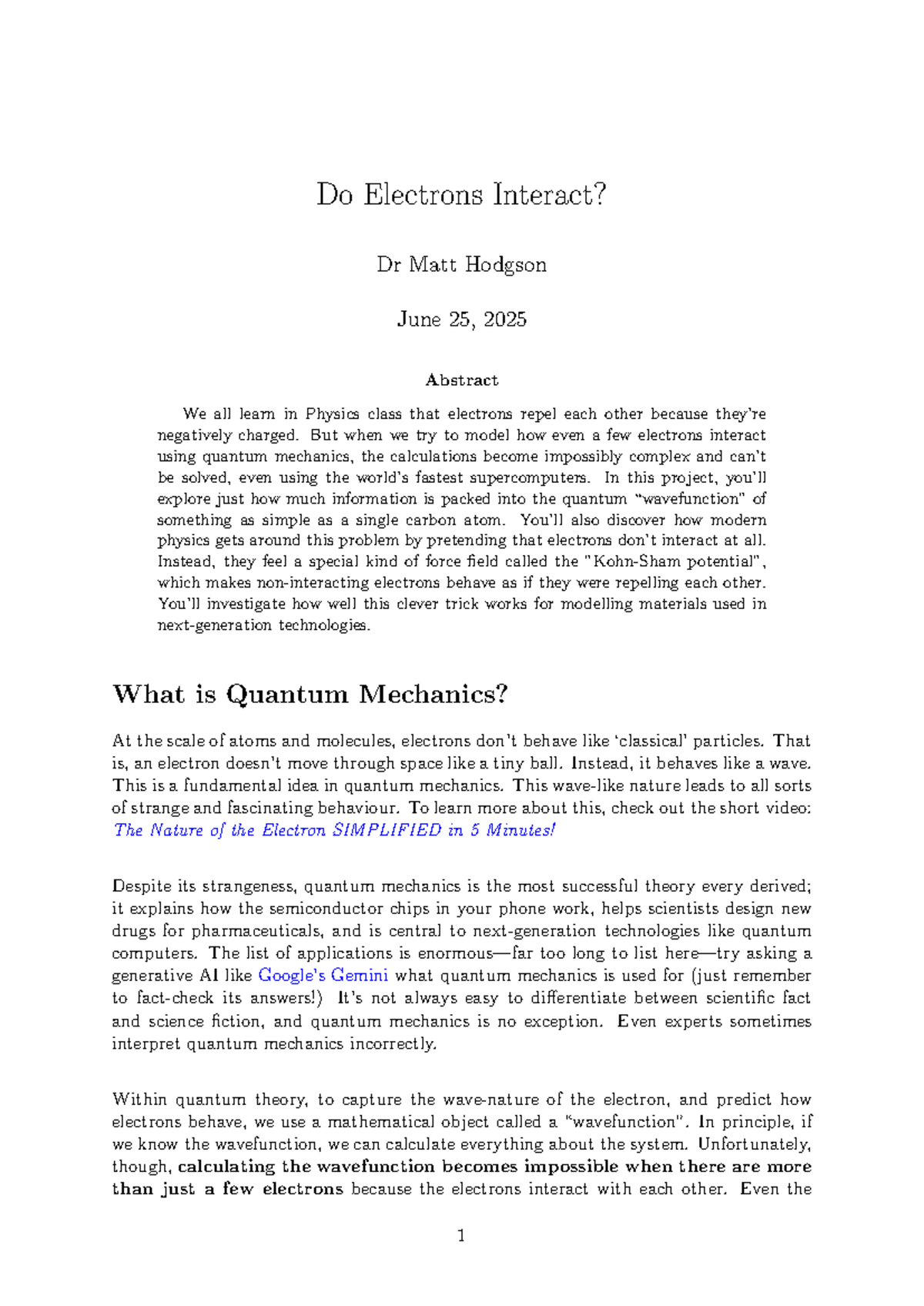 Exploring Electron Interactions: A Quantum Mechanics Overview (PHYS 101 ...