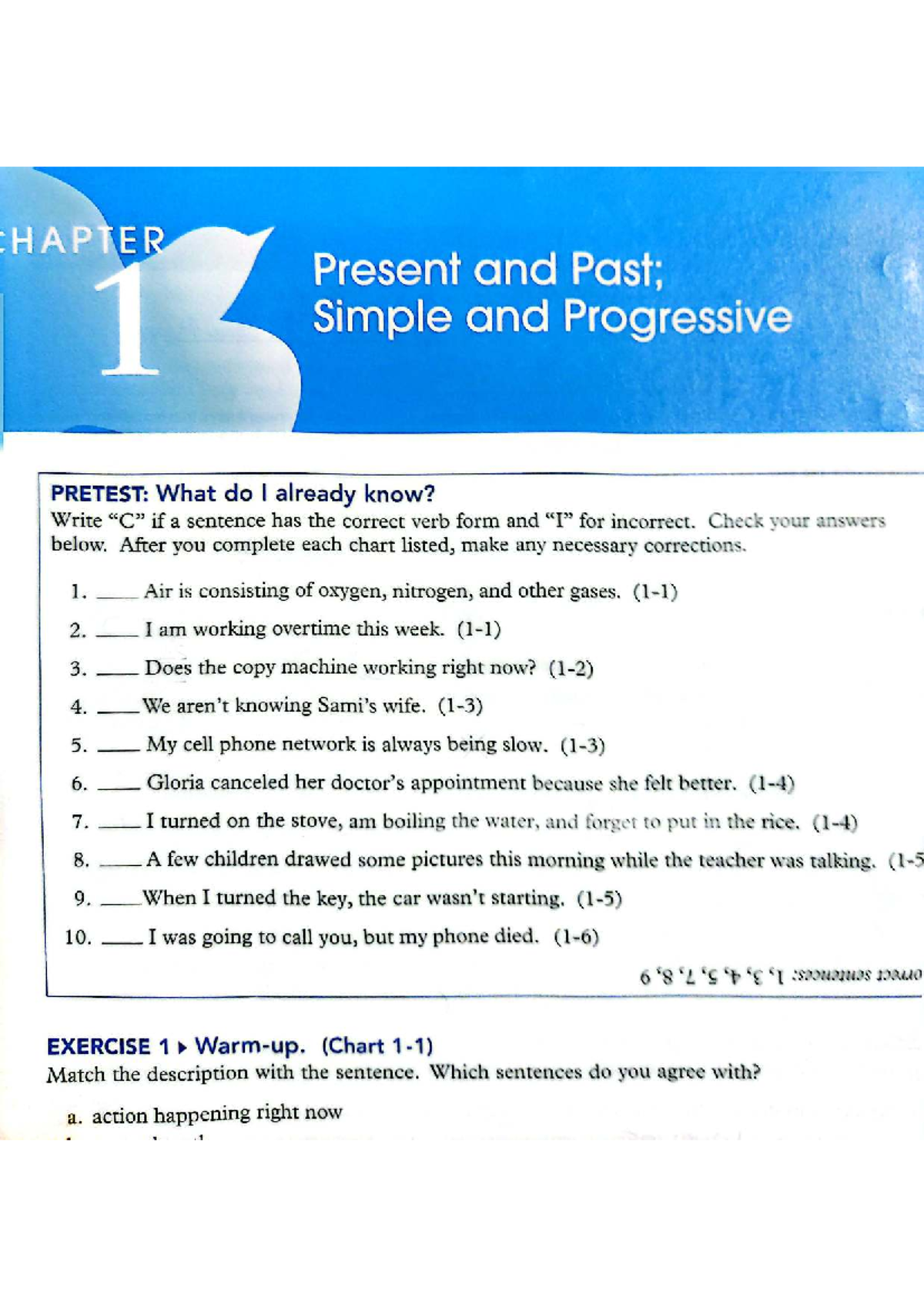 CHAPTER 1: Present Simple and Progressive Pretest - Verb Form Check ...