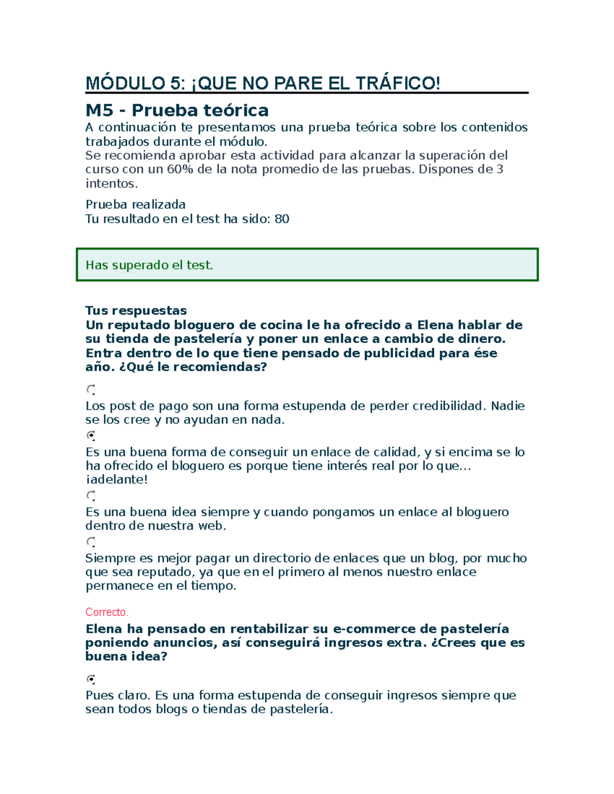 Módulo 5: Prueba Teórica sobre Estrategias de Marketing Digital - Studocu