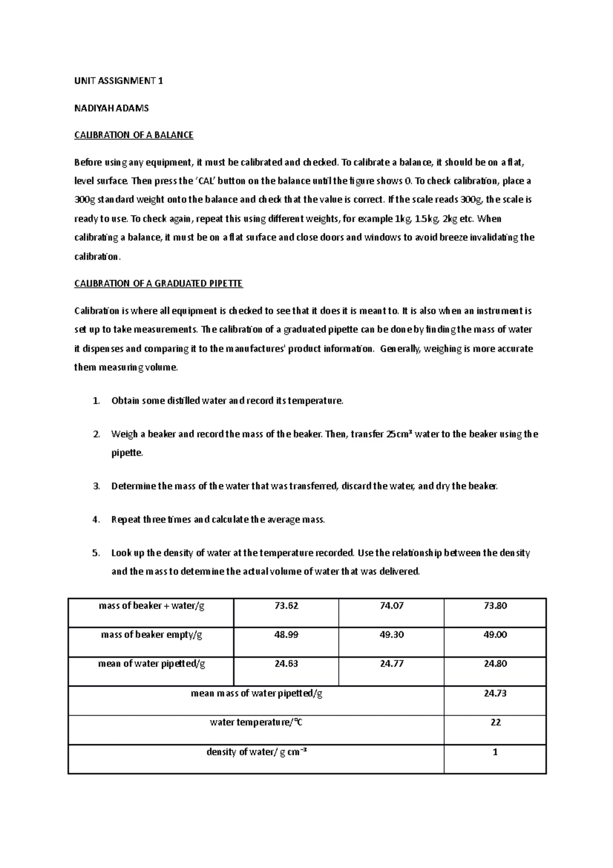 Unit 2 Authorised Assignment Brief for Learning Aim A Practical Scientific Procedures and ...