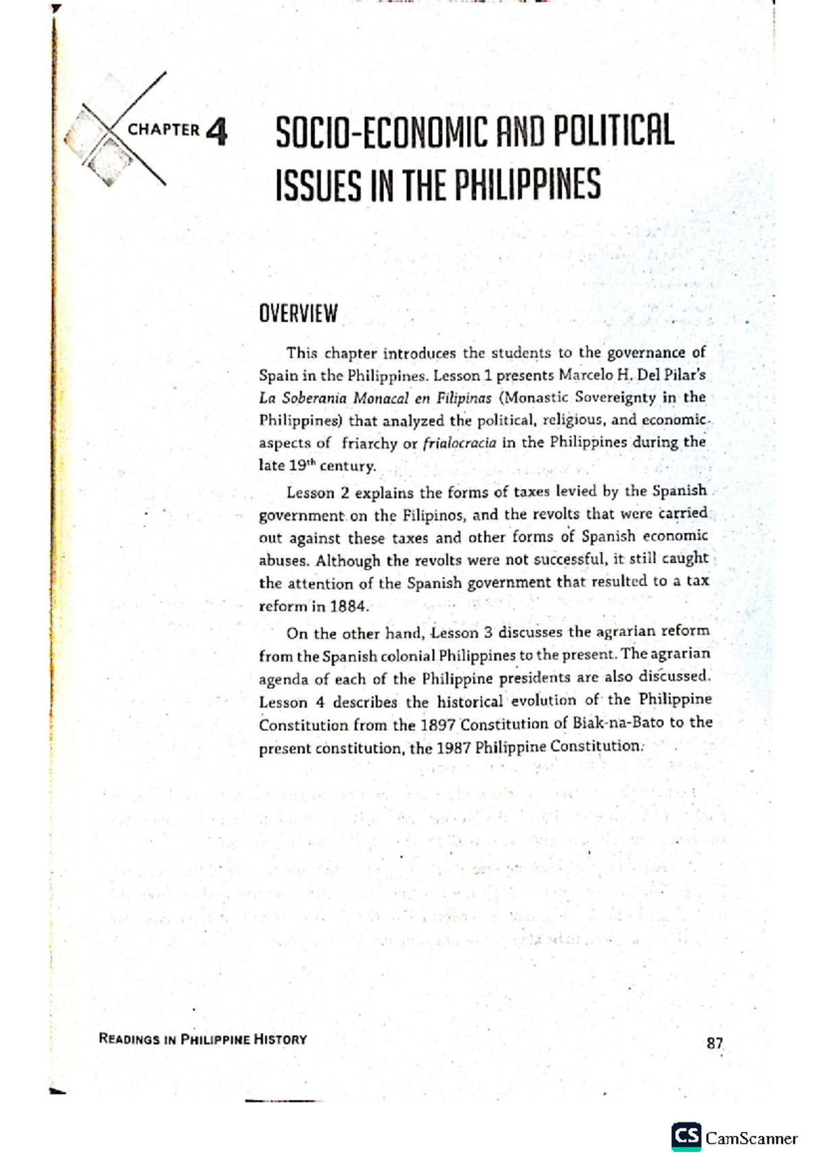 READINGS IN PHILIPPINE HISTORY: AGRARIAN REFORM FROM SPANISH COLONIAL ...