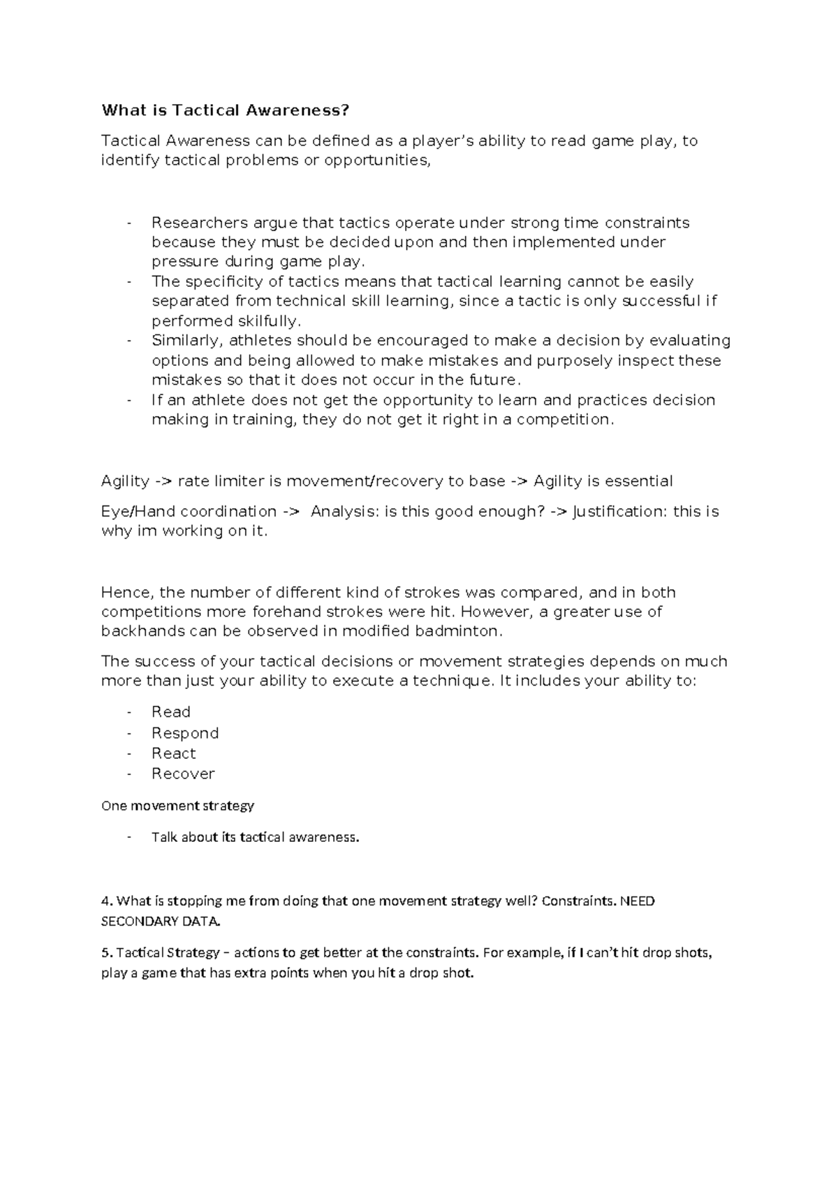 Tactical Awareness Strategies for Performance Improvement in Sports ...