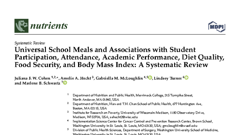 NUTR 2021: Systematic Review of Universal School Meals & Student ...