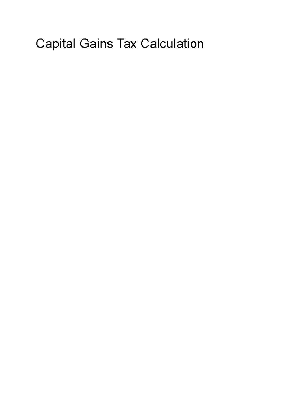 Capital Gains Tax Calculation Guide: Key Steps and Reliefs - Studocu
