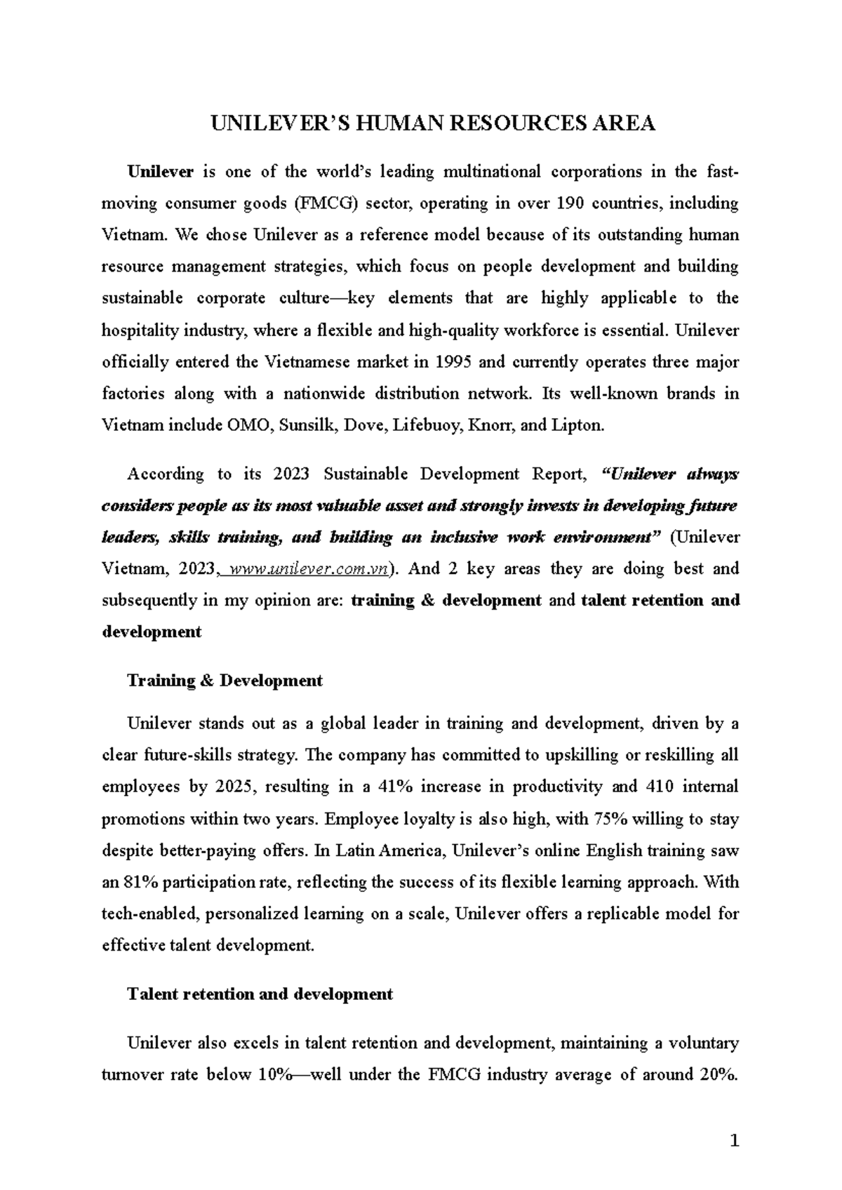 HUMAN RESOURCES STRATEGIES AT UNILEVER: A CASE STUDY (HRM 101) - Studocu