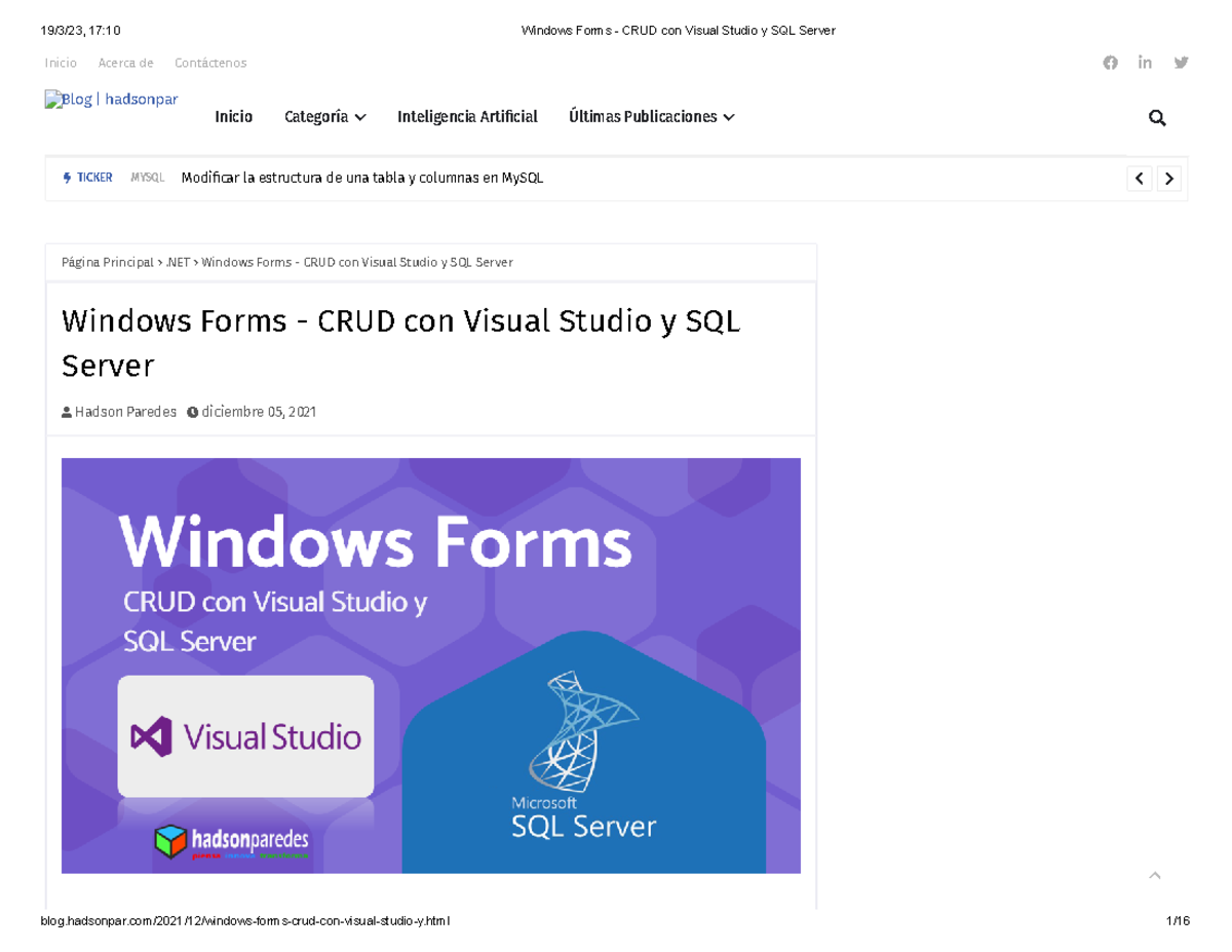 Windows Forms - CRUD Operations with Visual Studio & SQL Server - Studocu