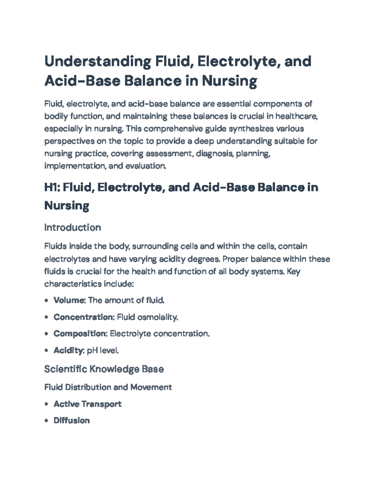 NUR 302: Fluid, Electrolyte, and Acid-Base Balance in Nursing Guide ...