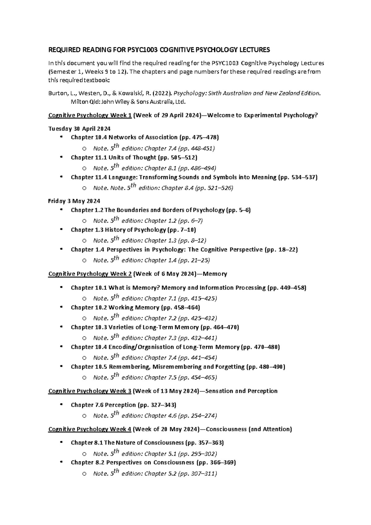 PSYC1003 Required Reading List for Research Methods & Statistics 2024 ...