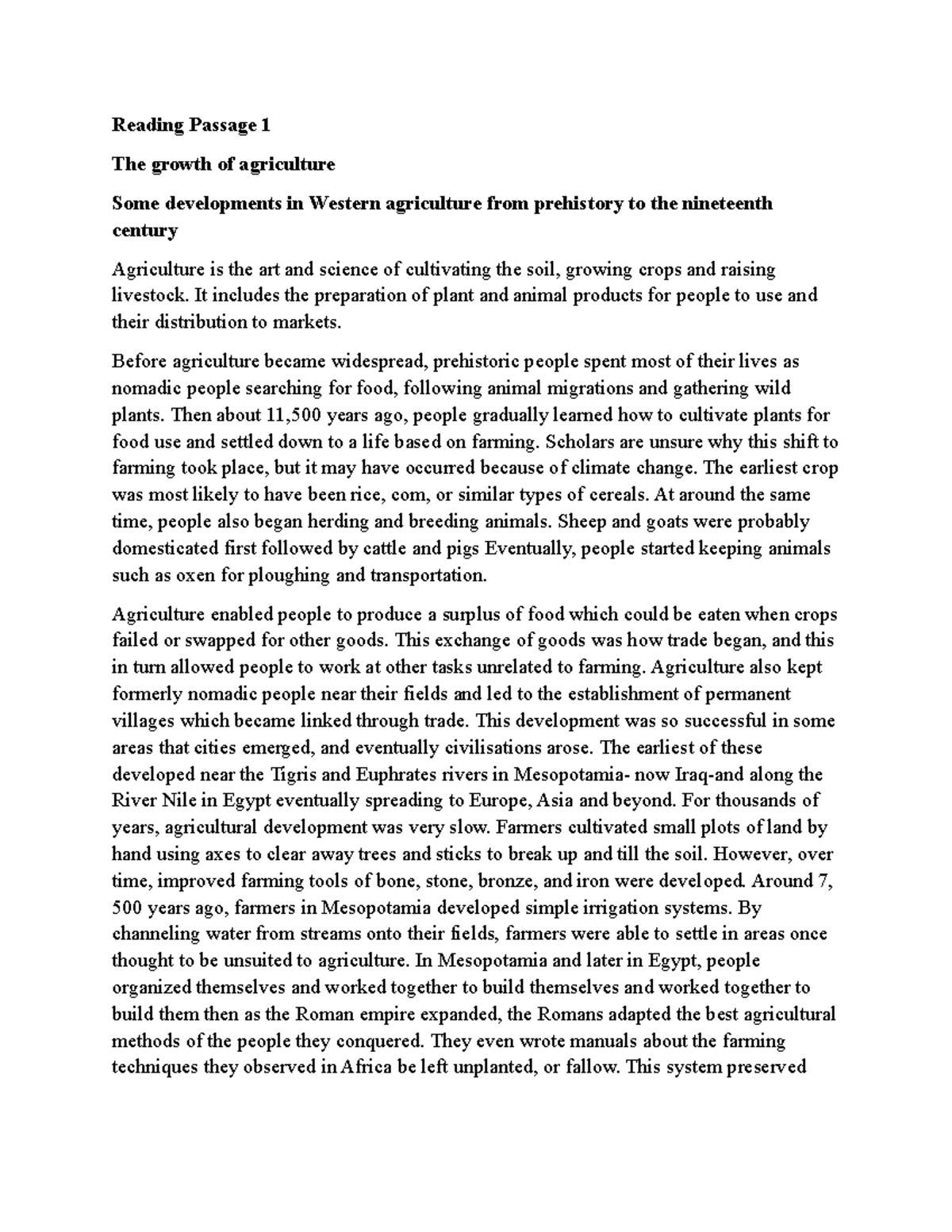 Western Agriculture: Developments from Prehistory to the 19th Century ...