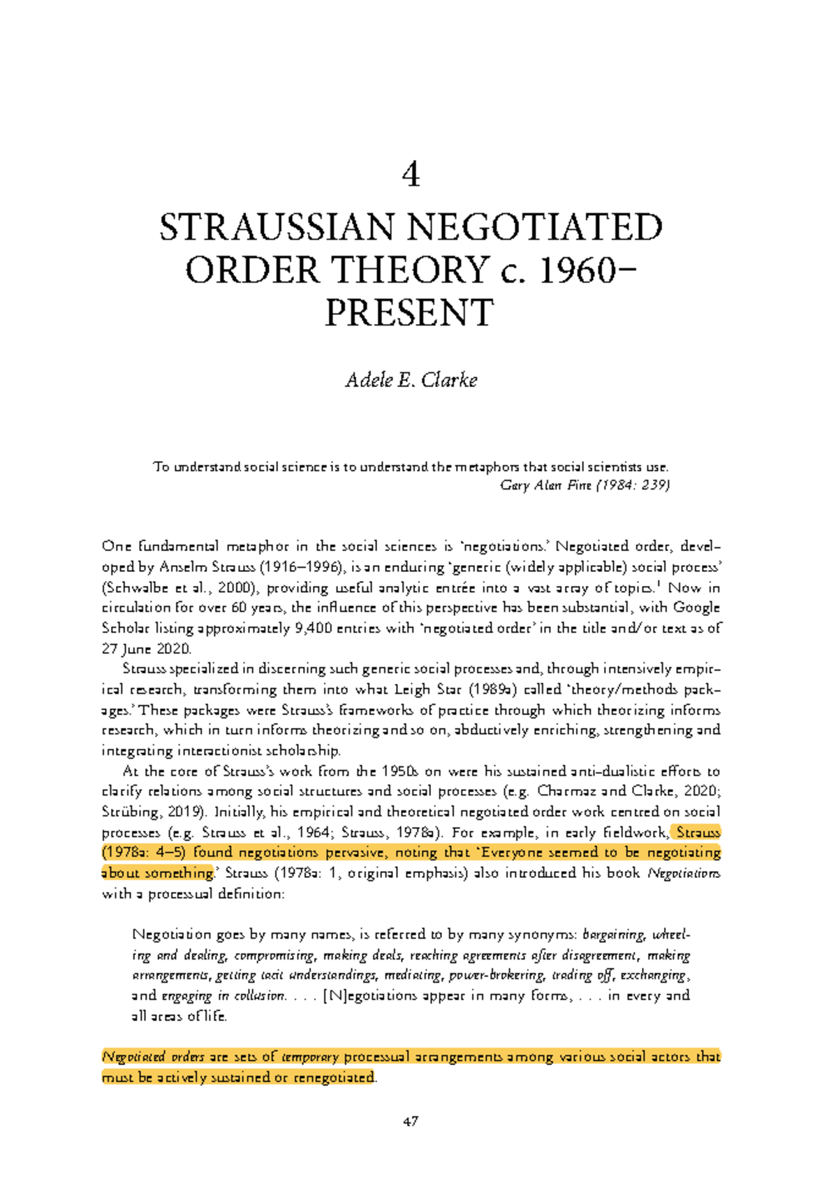 Clarke's Analysis of Straussian Negotiated Order Theory: 1960-Present ...