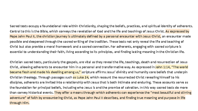 Christianity 101: The Role of Sacred Texts in Faith and Practice - Studocu