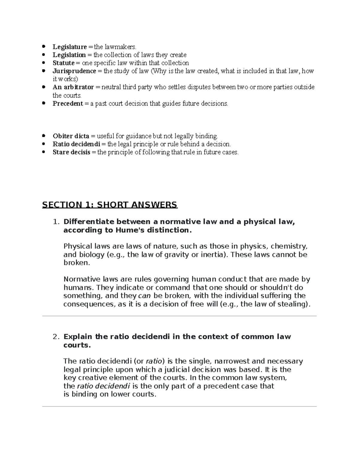 Midterm Q&A: Key Legal Concepts and Principles in Law 101 - Studocu
