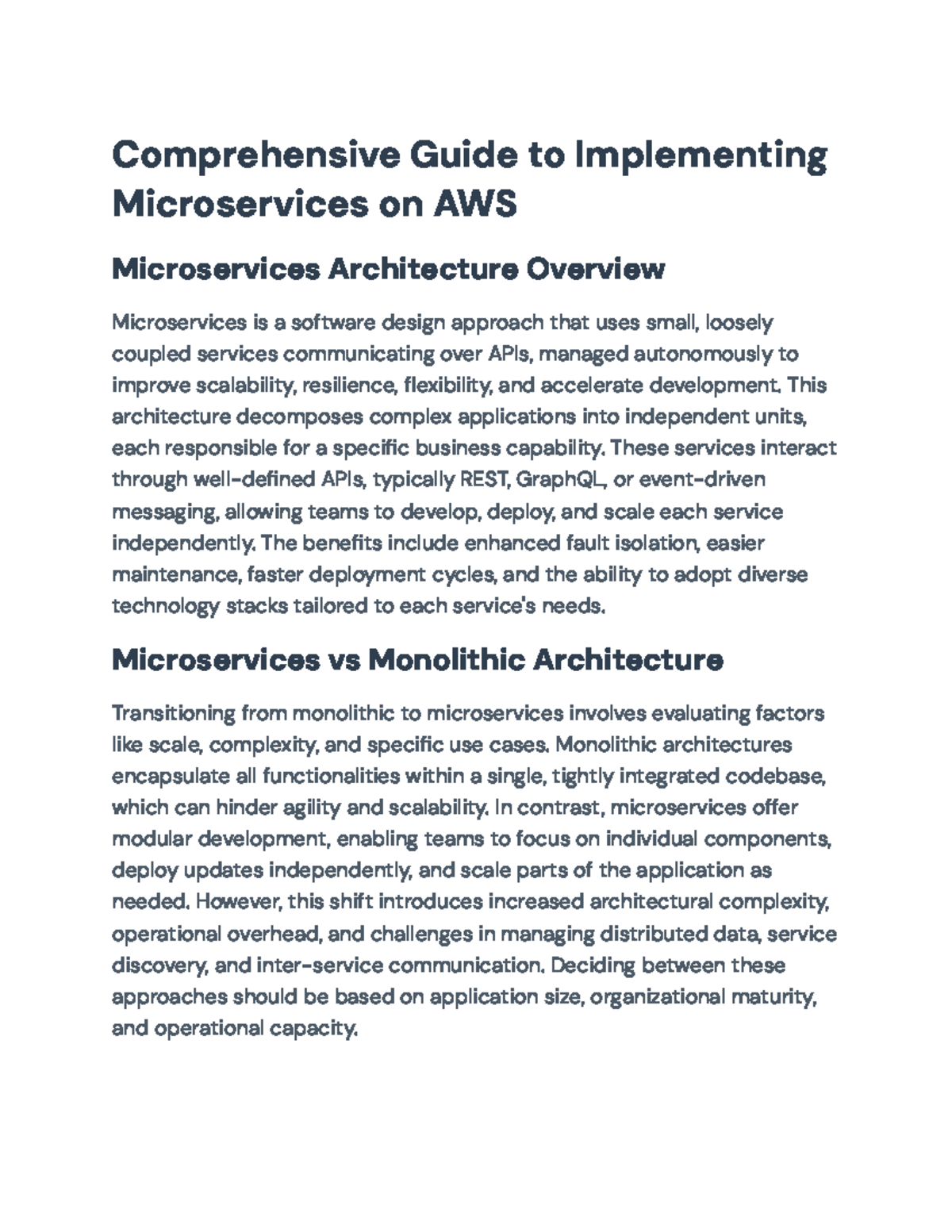 Comprehensive Guide to Microservices Implementation on AWS - Studocu