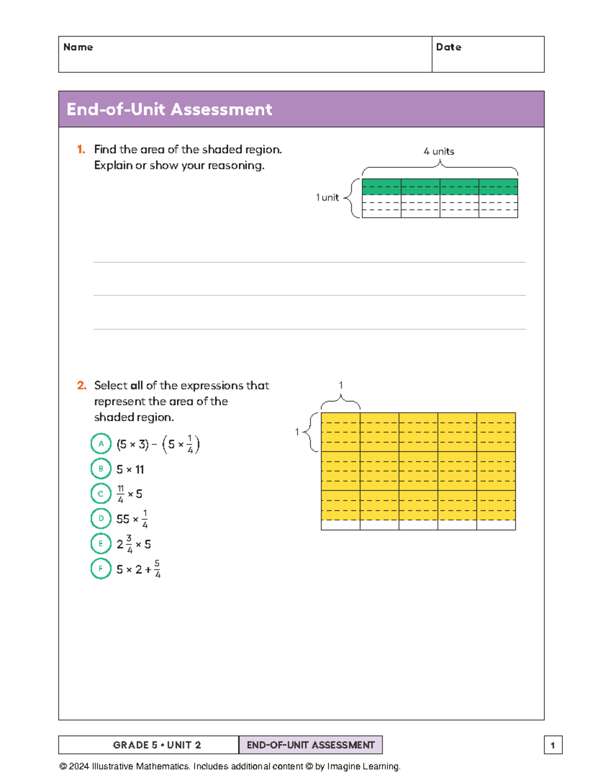 Grade 5 Math Unit 2 End-of-Unit Assessment 2024 - Studocu