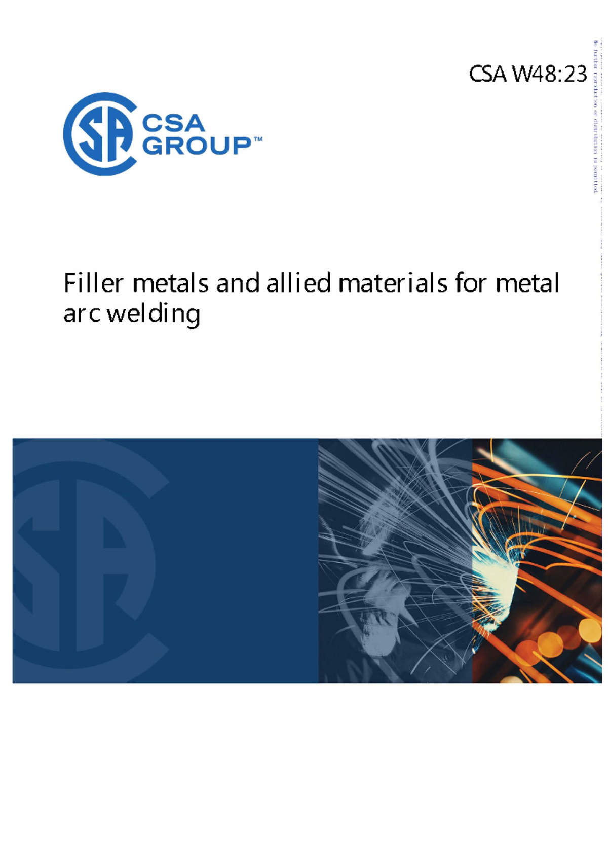 CSA W48-23: Filler Metals and Allied Materials for Arc Welding - Studocu