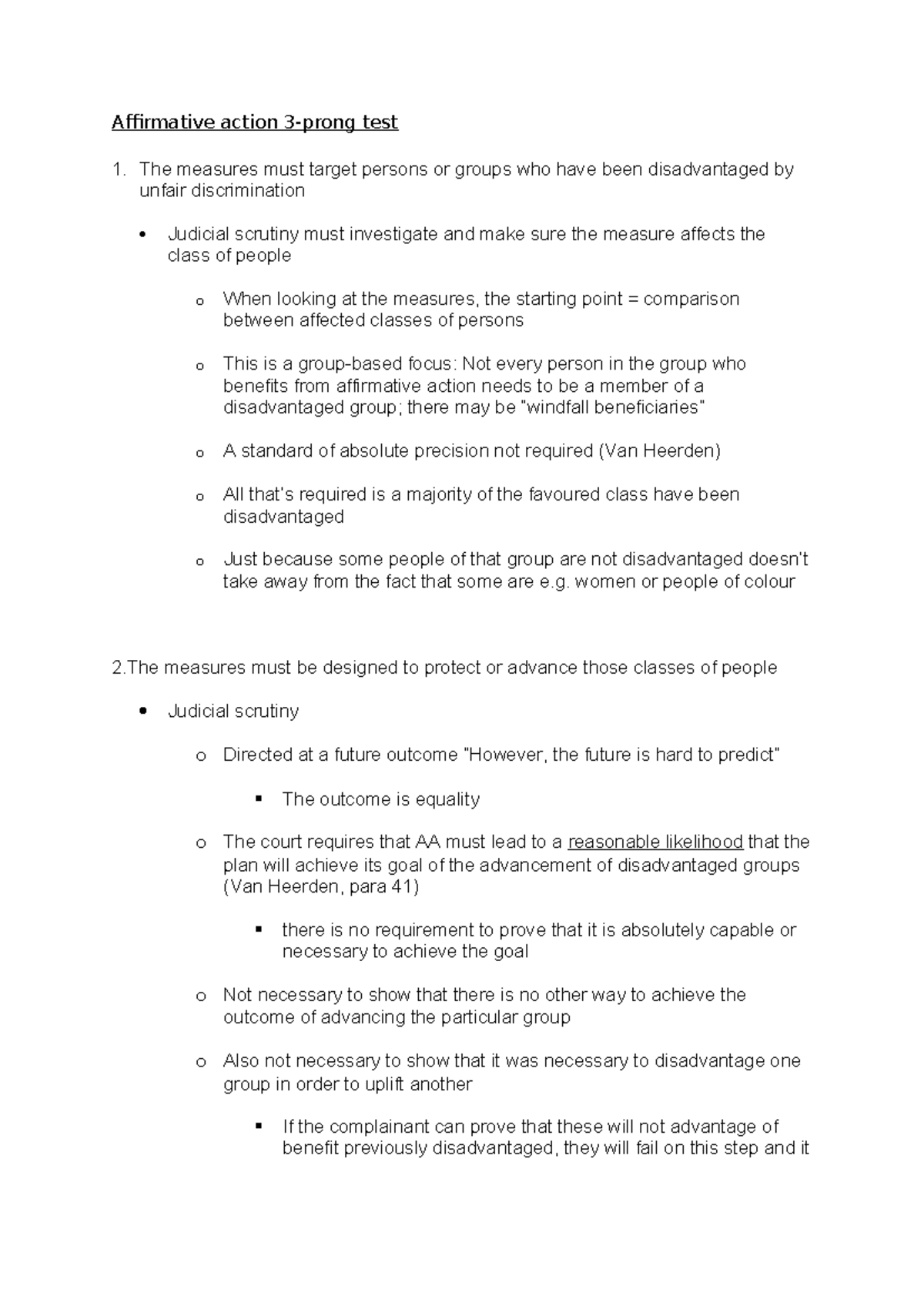 Affirmative Action 3-Prong Test Analysis: Objectives & Impacts - Studocu