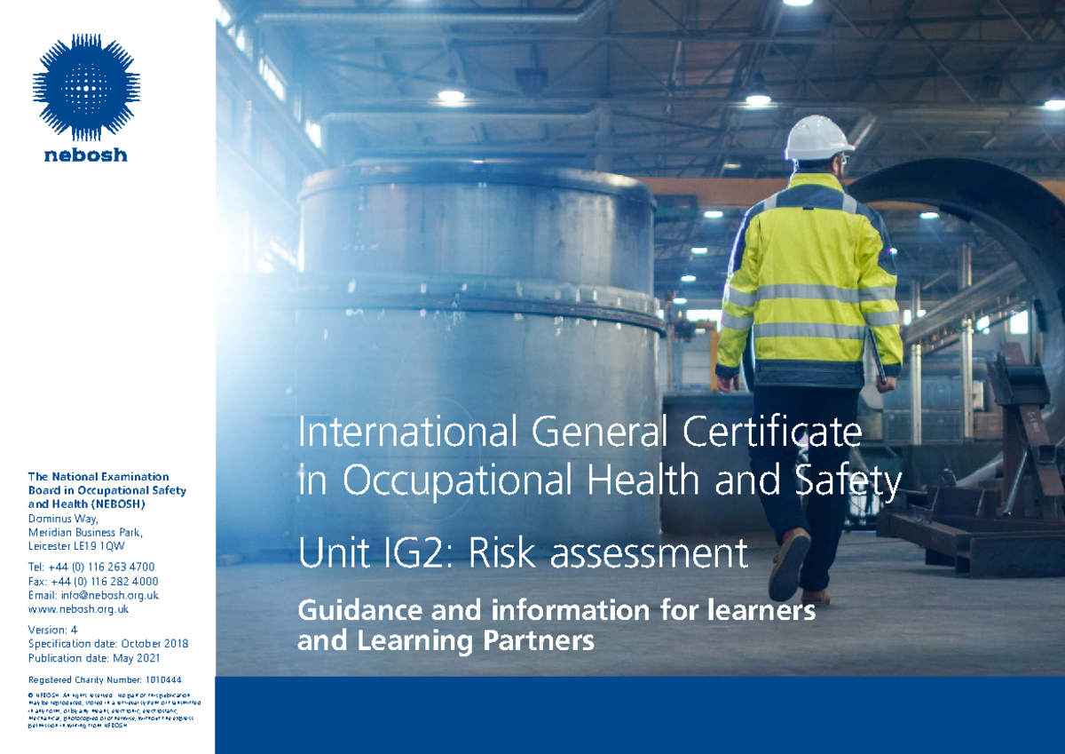IG2 Guidance: Completing Your Risk Assessment Report for NEBOSH - Studocu