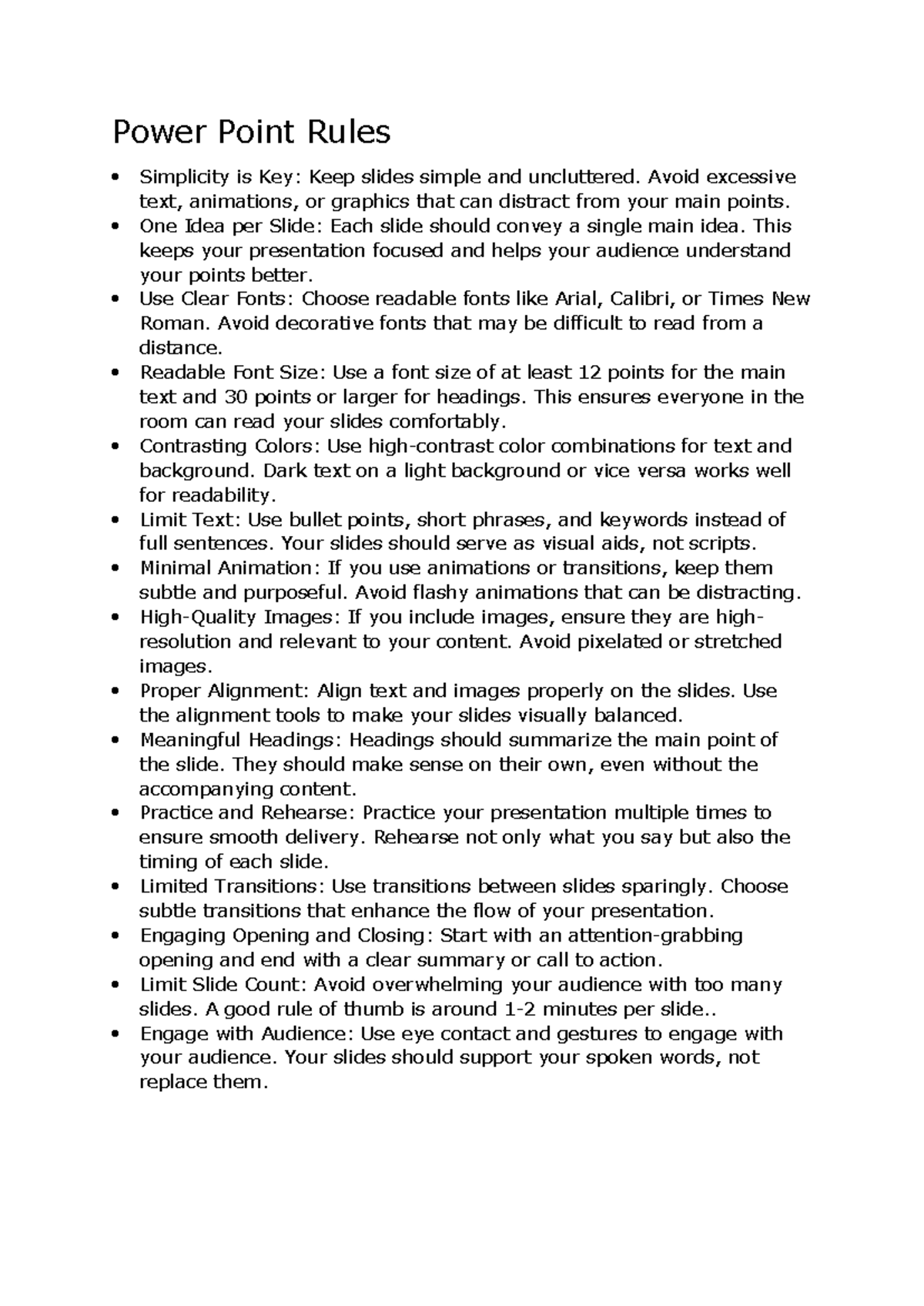 Power Point Rules - rd6 - Power Point Rules Simplicity is Key: Keep ...