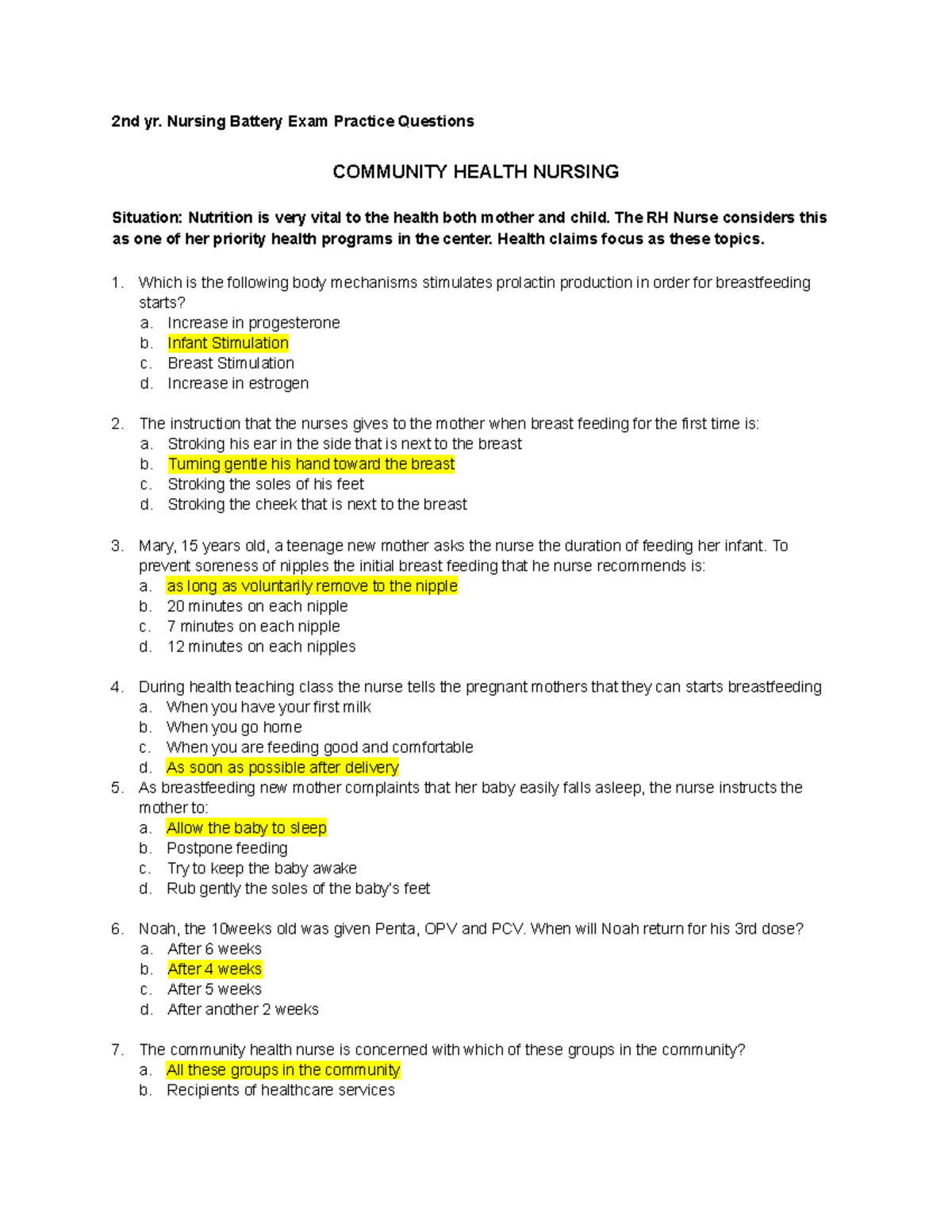 CHN - Bioethics (55 items Nursing Batt Exam Practice Q&A) - 2nd yr ...