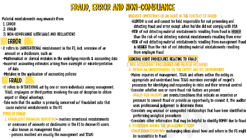 FRAUD, ERROR, AND AUDIT LIMITATIONS: A COMPREHENSIVE STUDY - Studocu