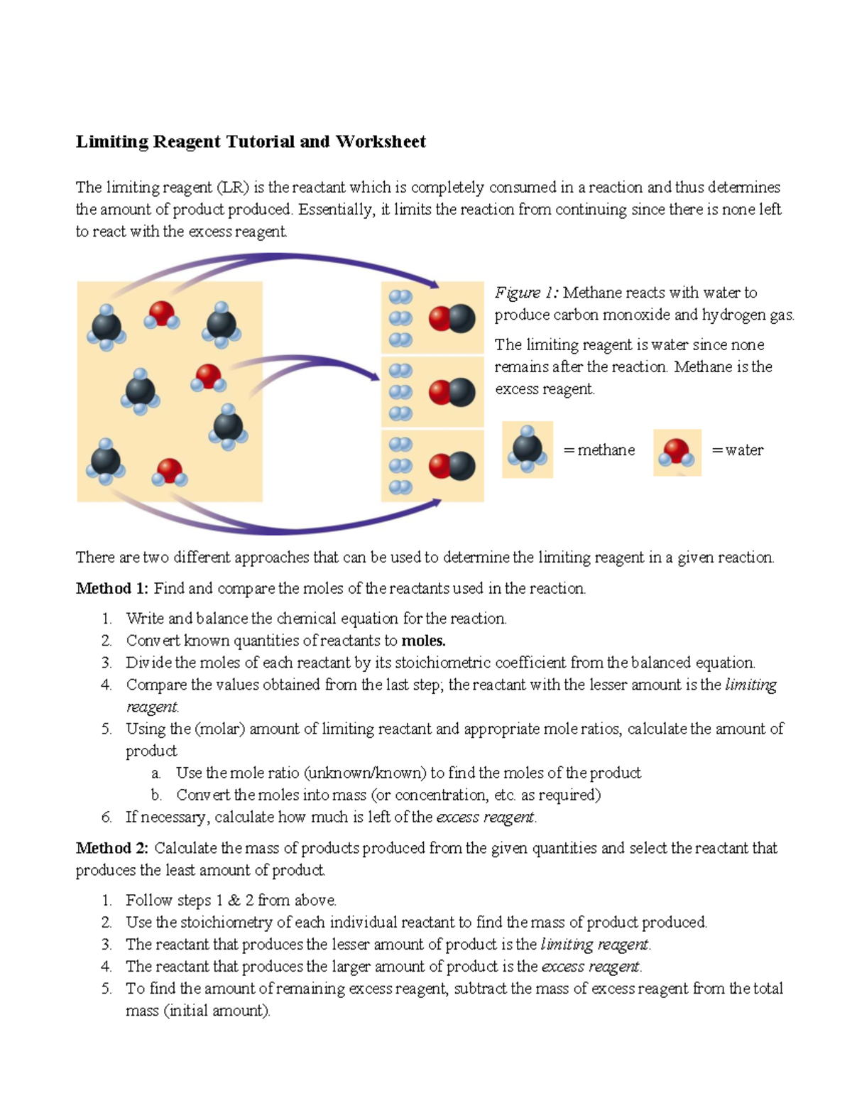Handout 2 - Limiting Reagents Tutorial & Worksheet - Studocu