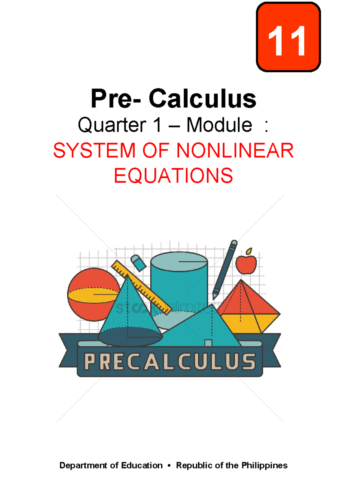 Grade 11 Pre-Calculus Q1 Module: System of Nonlinear Equations - Studocu