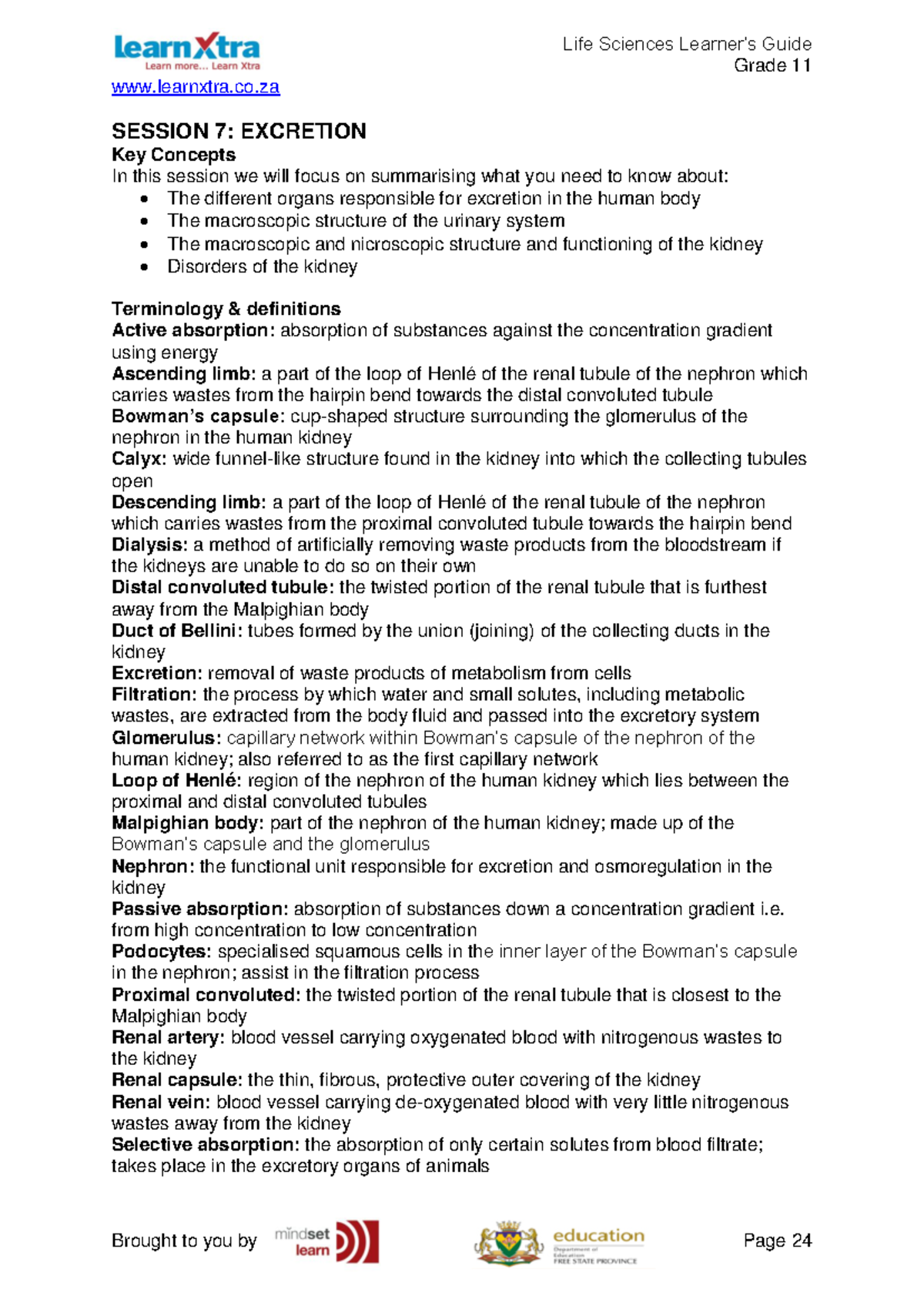 Grade 11 Excretion Notes Summary and Key Concepts for Biology - Studocu