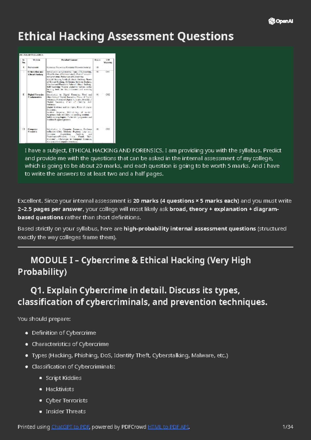 ETH IA1 - Ethical Hacking Assessment Questions and Study Guide - Studocu
