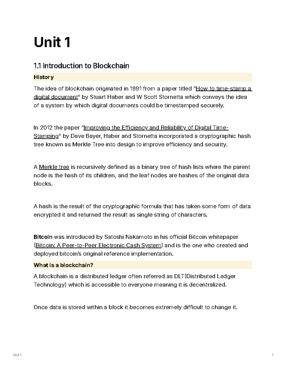 RGPV IS501 Unit 1: Introduction to Blockchain Technology and ...