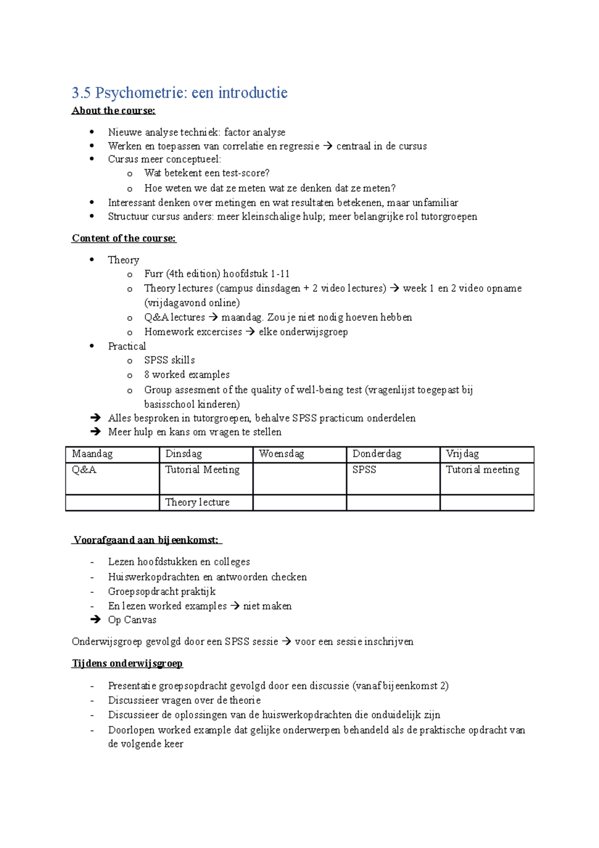 College 1 - 3 Psychometrie: een introductie About the course: Nieuwe ...