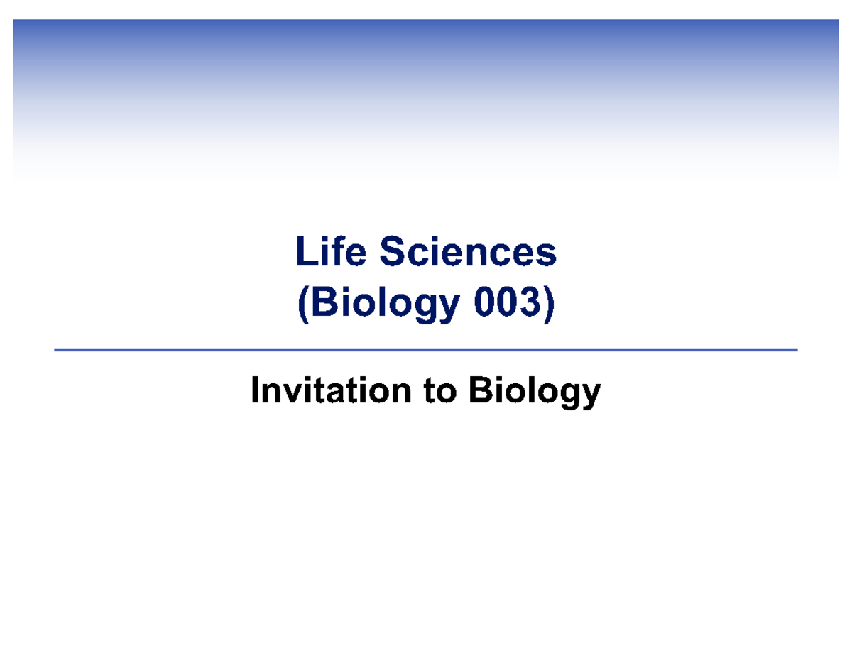 Biology 003: Intro to Life Sciences & Scientific Methodology - Studocu