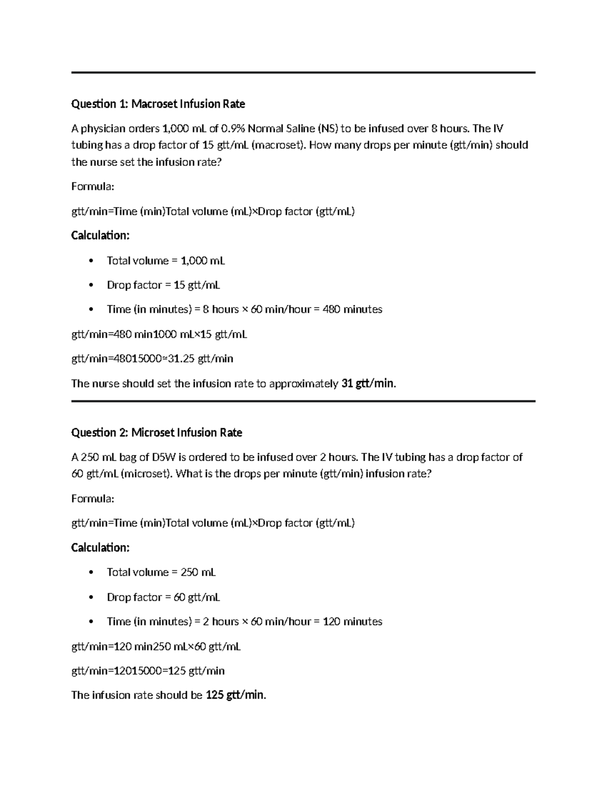 IV Calculations: Infusion Rates & Time Analysis - Studocu