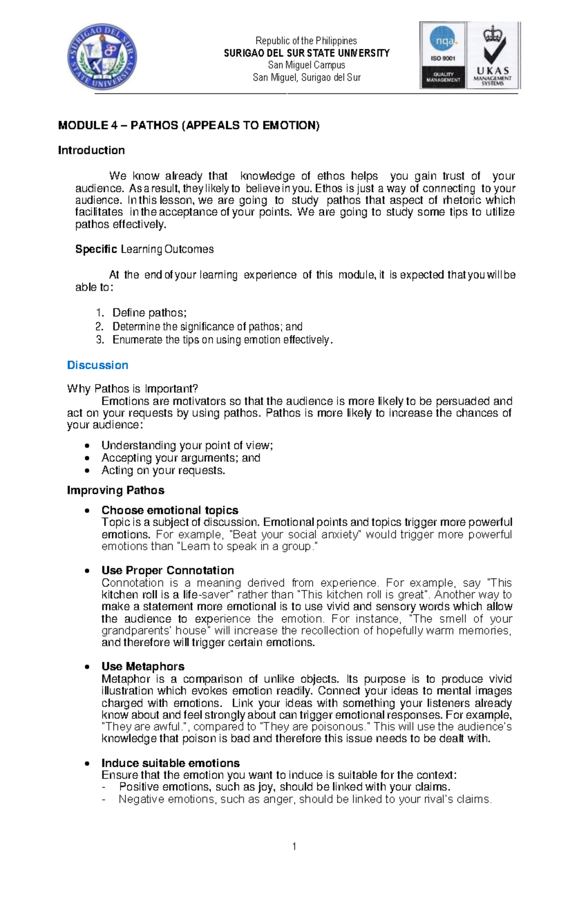 Module 4: Understanding Pathos in Rhetoric and Persuasion - Studocu