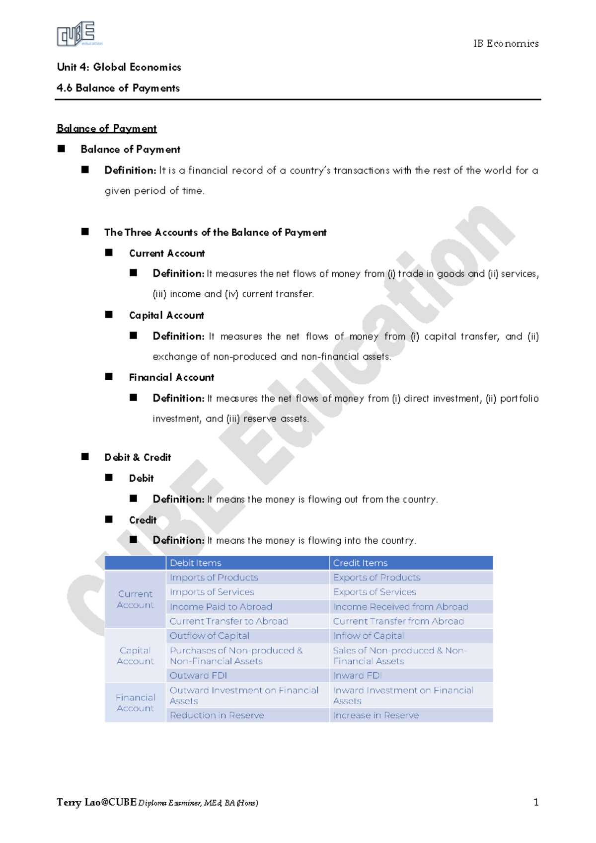 4.6 Balance of Payments Concepts and Impacts (Global Economics) - Studocu