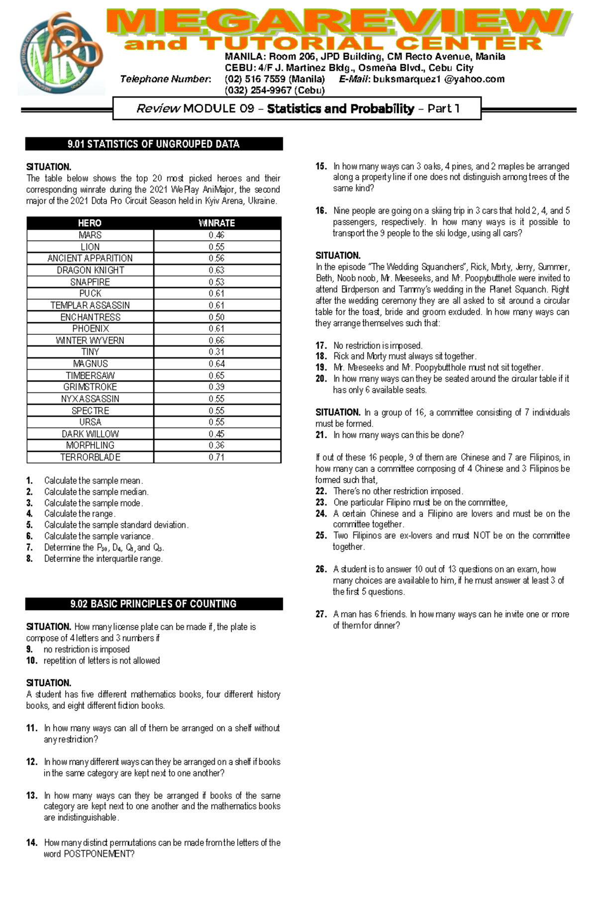 Review Module 09 - Probability & Statistics - Part 1 Notes - Studocu
