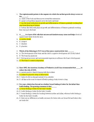 PSY 207 OL Chapter 4 Quiz - Especially in infancy, emotions play ...