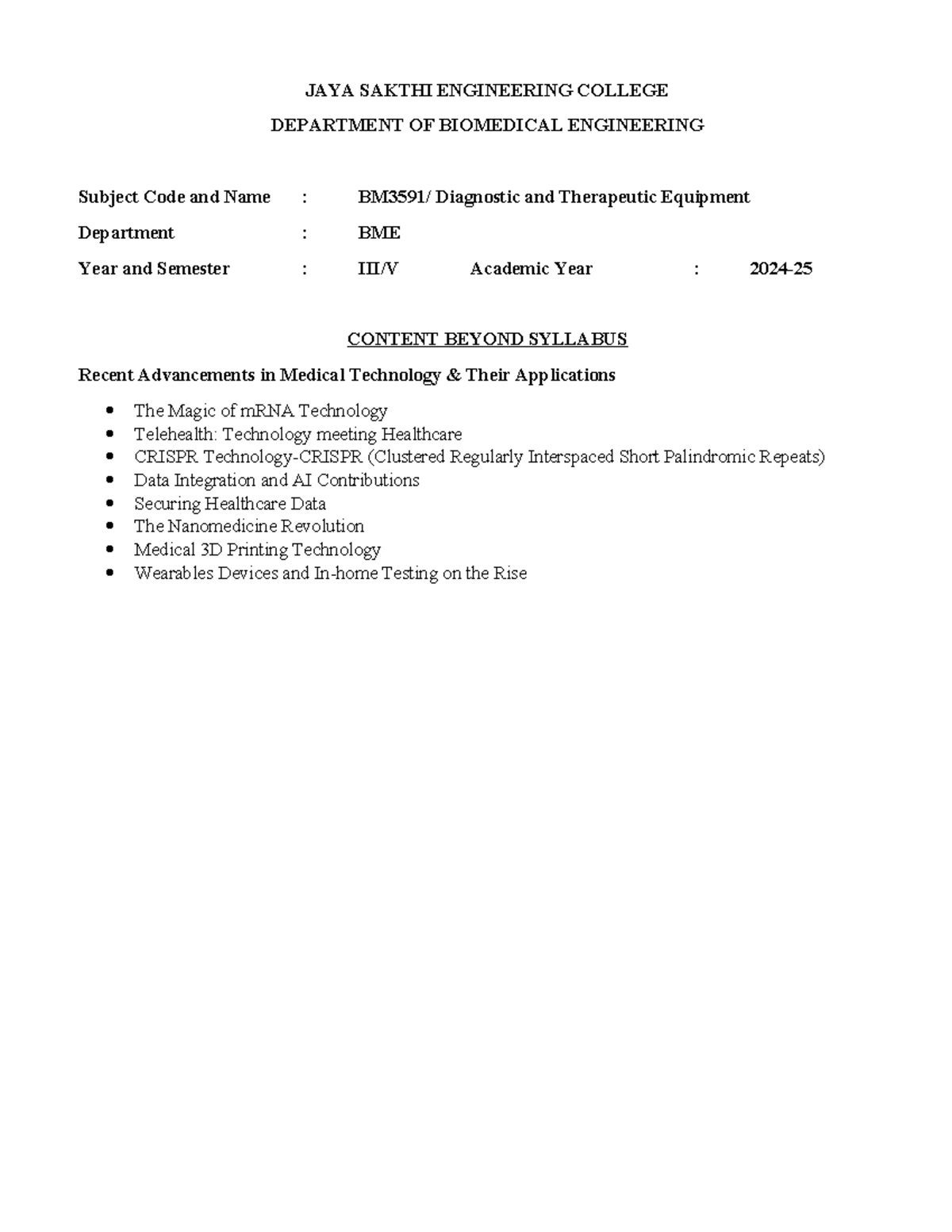 DTE-Content Beyond Syllabus - JAYA SAKTHI ENGINEERING COLLEGE ...
