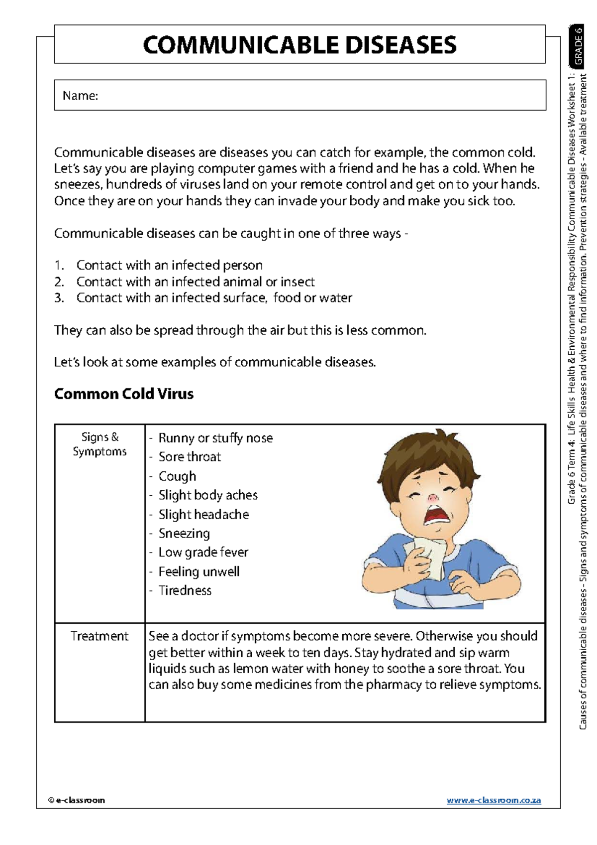 Grade 6 Term 4: Health & Environmental Responsibility - Communicable ...