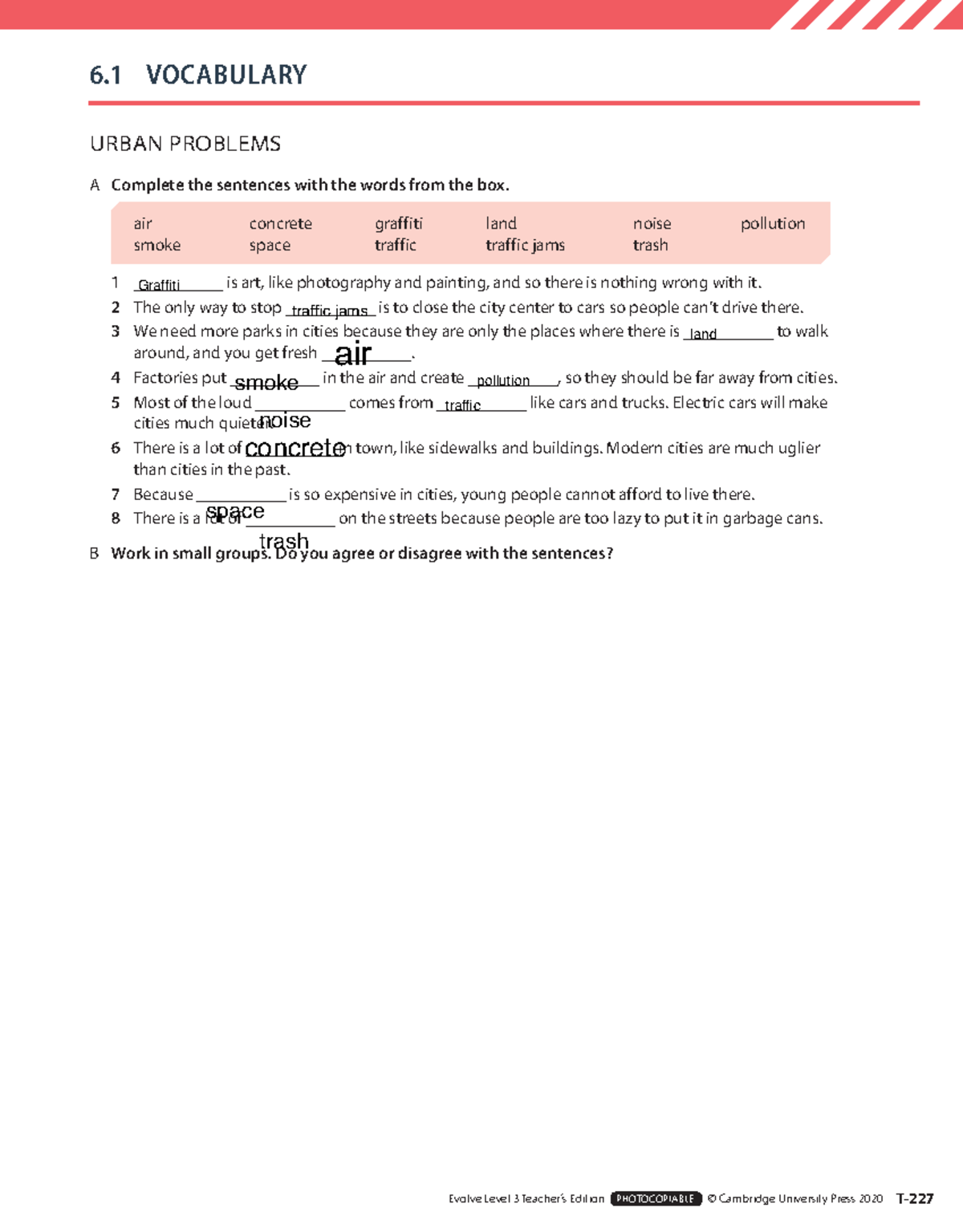BUS 2.0 Level 3 Lesson Plan 6 Handout 1 - URBAN PROBLEMS A Complete the ...