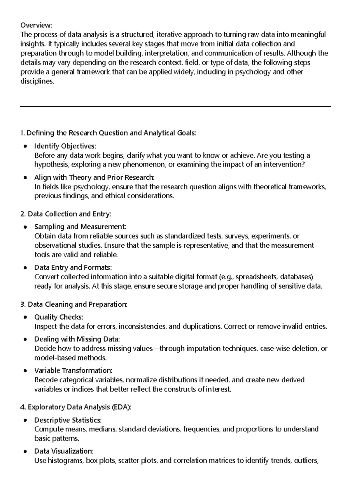 Data Analysis Process Overview: Steps and Best Practices - Studocu