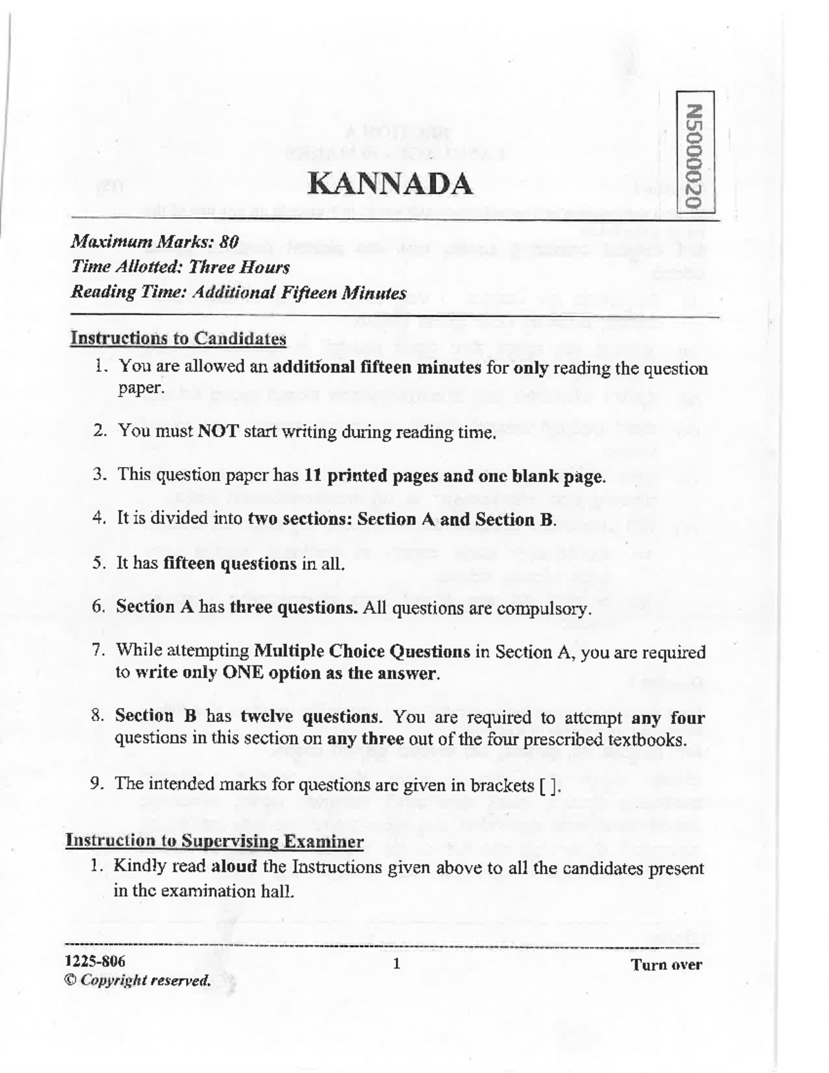 KANNADA Final Exam Question Paper - 80 Marks, 3 Hours - Studocu