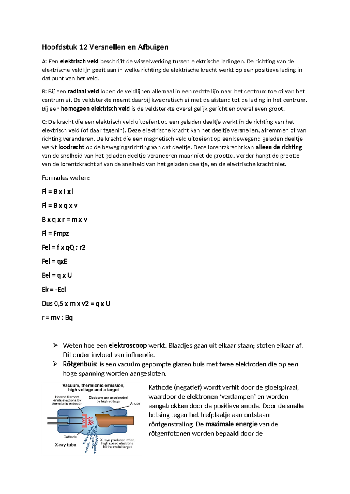 Natuurkunde 6V Hoofdstuk 12 Samenvatting: Versnellen en Afbuigen ...