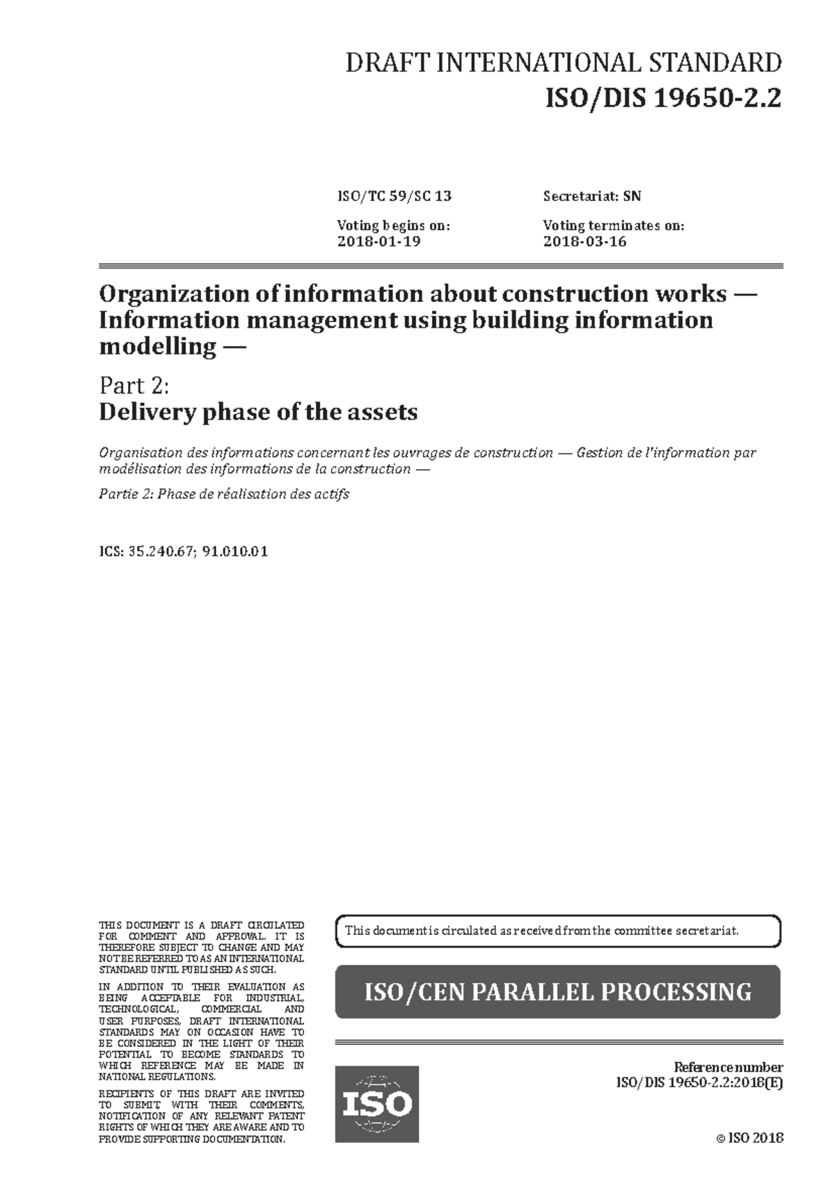 ISO DIS 19650-2: Information Management in Construction Delivery Phase ...