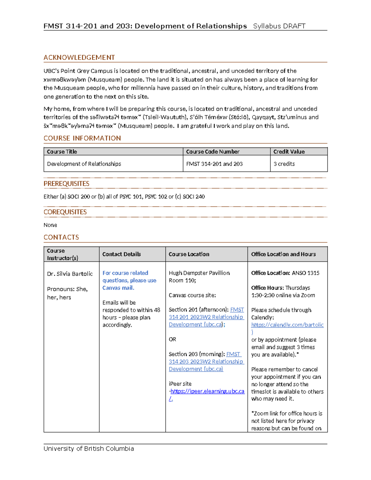FMST 314 Winter 2023-24 Term 2 Course Syllabus and Info - Studocu