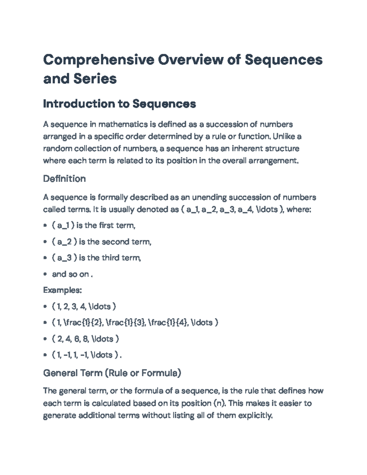 Understanding Sequences and Series: Types, Limits, and Applications ...