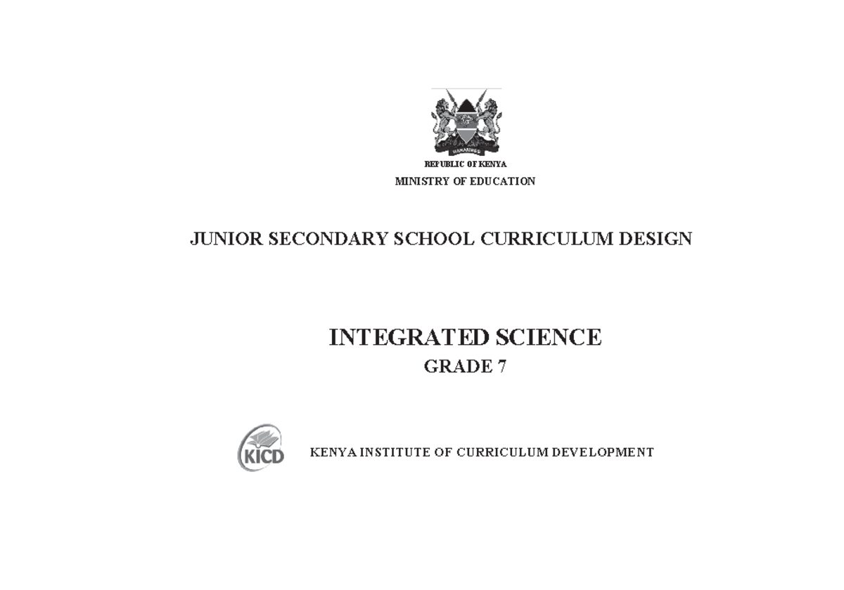 Integrated Science Grade 7 Design - REPUBLIC OF KENYA MINISTRY OF ...
