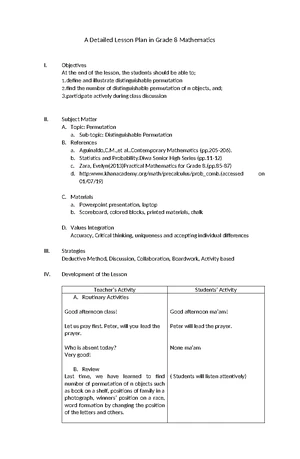 Permutation and Combination Review Notes for MATH 101 - Studocu