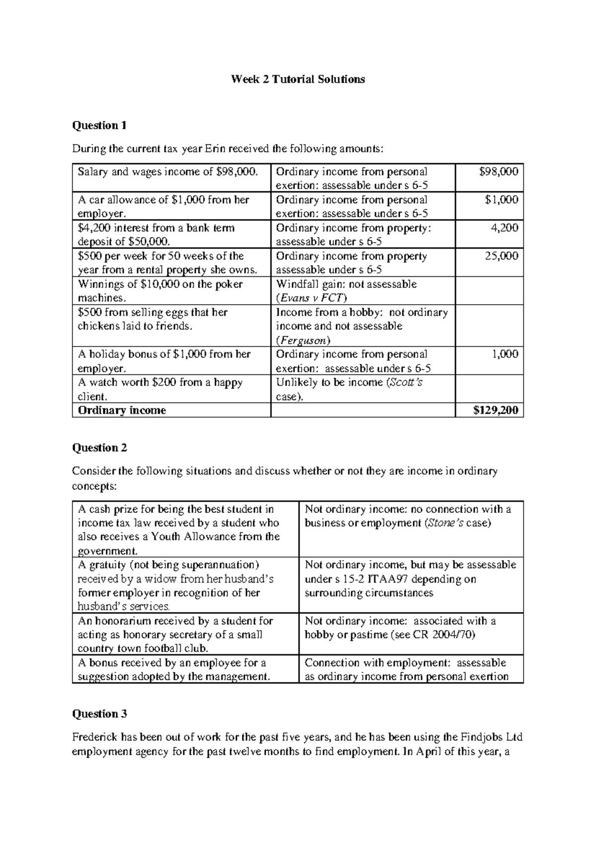 BFA714 Tutorial Topic 2 solution - Week 2 Tutorial Solutions Question 1 ...