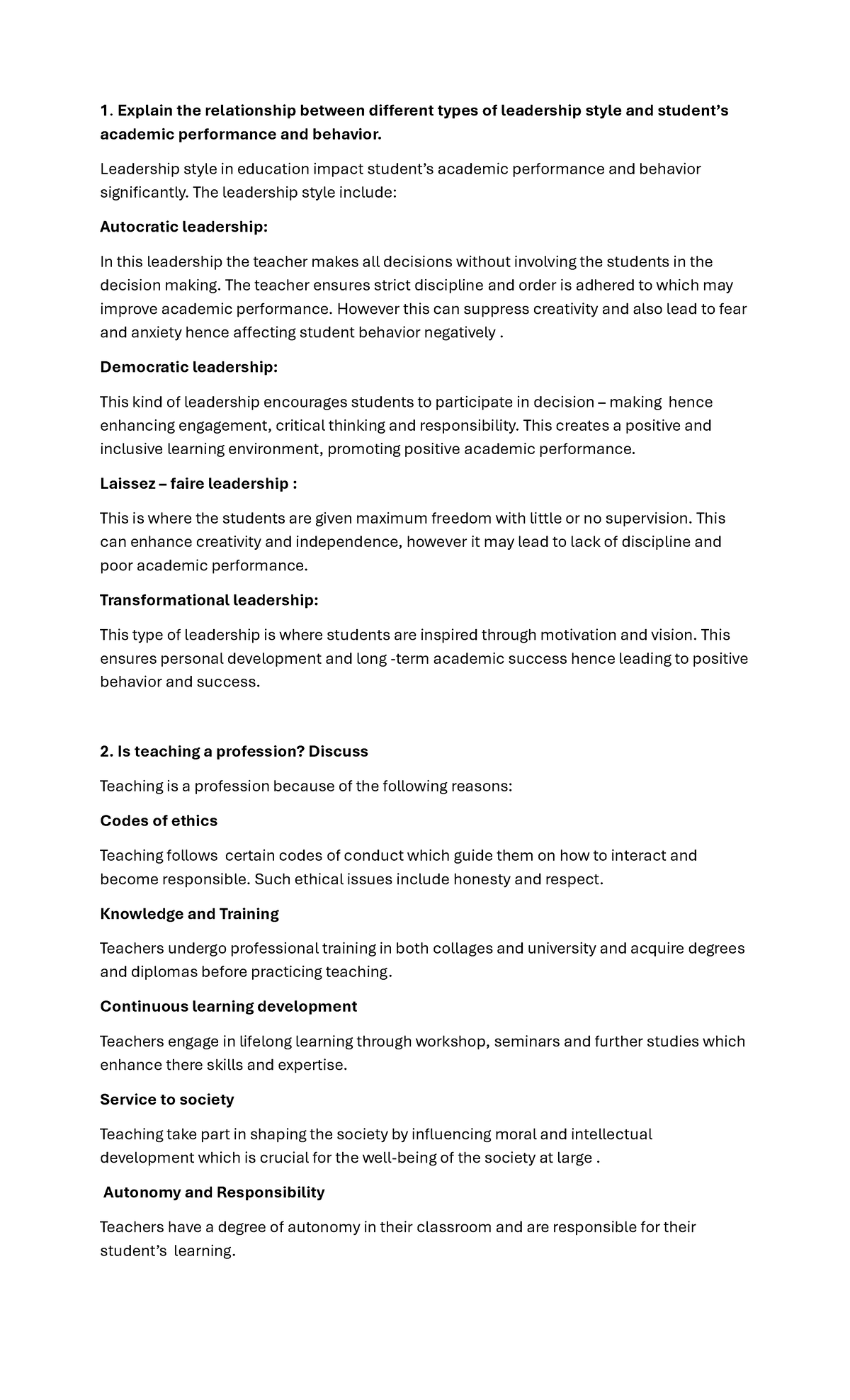 Leadership styles and their impact on academic performance and behavior ...