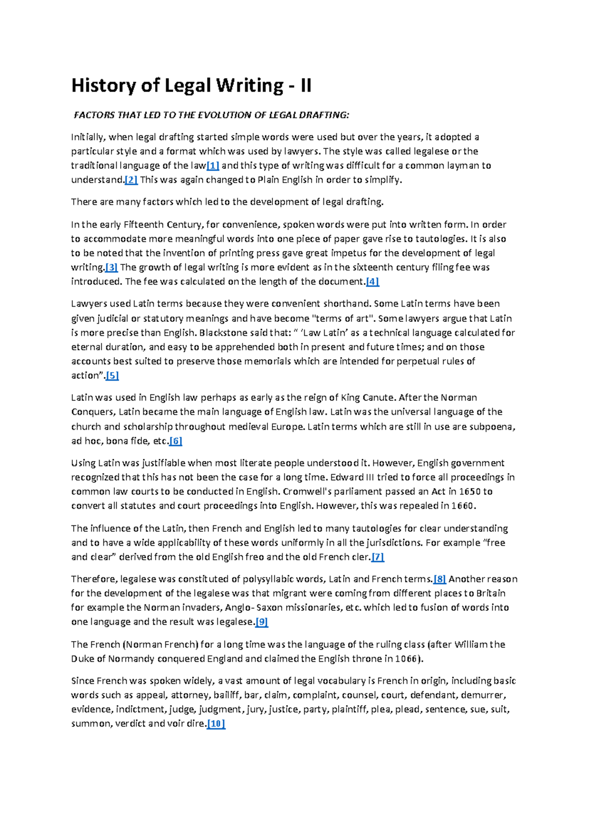 Evolution of Legal Drafting: From Legalese to Plain English - Studocu